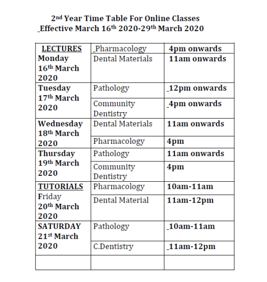 2nd Year Time Table – FJDC